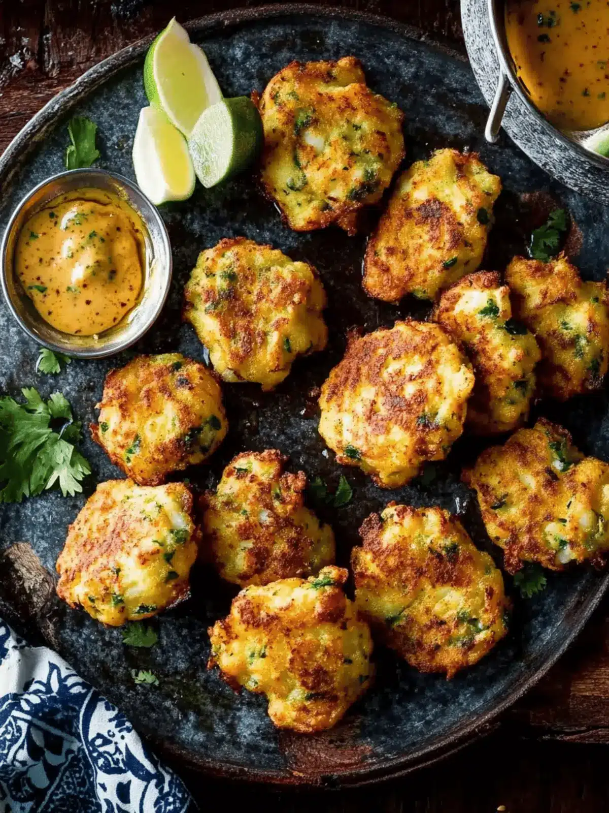 Crispy Spiced Cod Fritters with Harissa Honey Dip Delight
