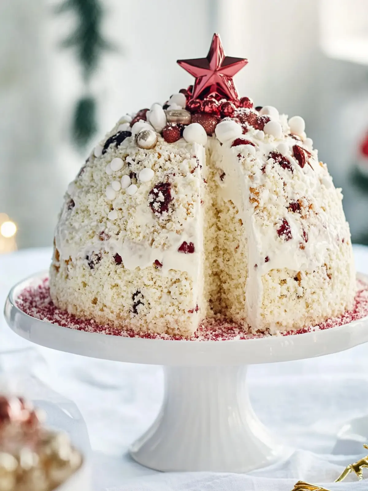 Irresistible White Christmas Crackle Surprise Cake Recipe