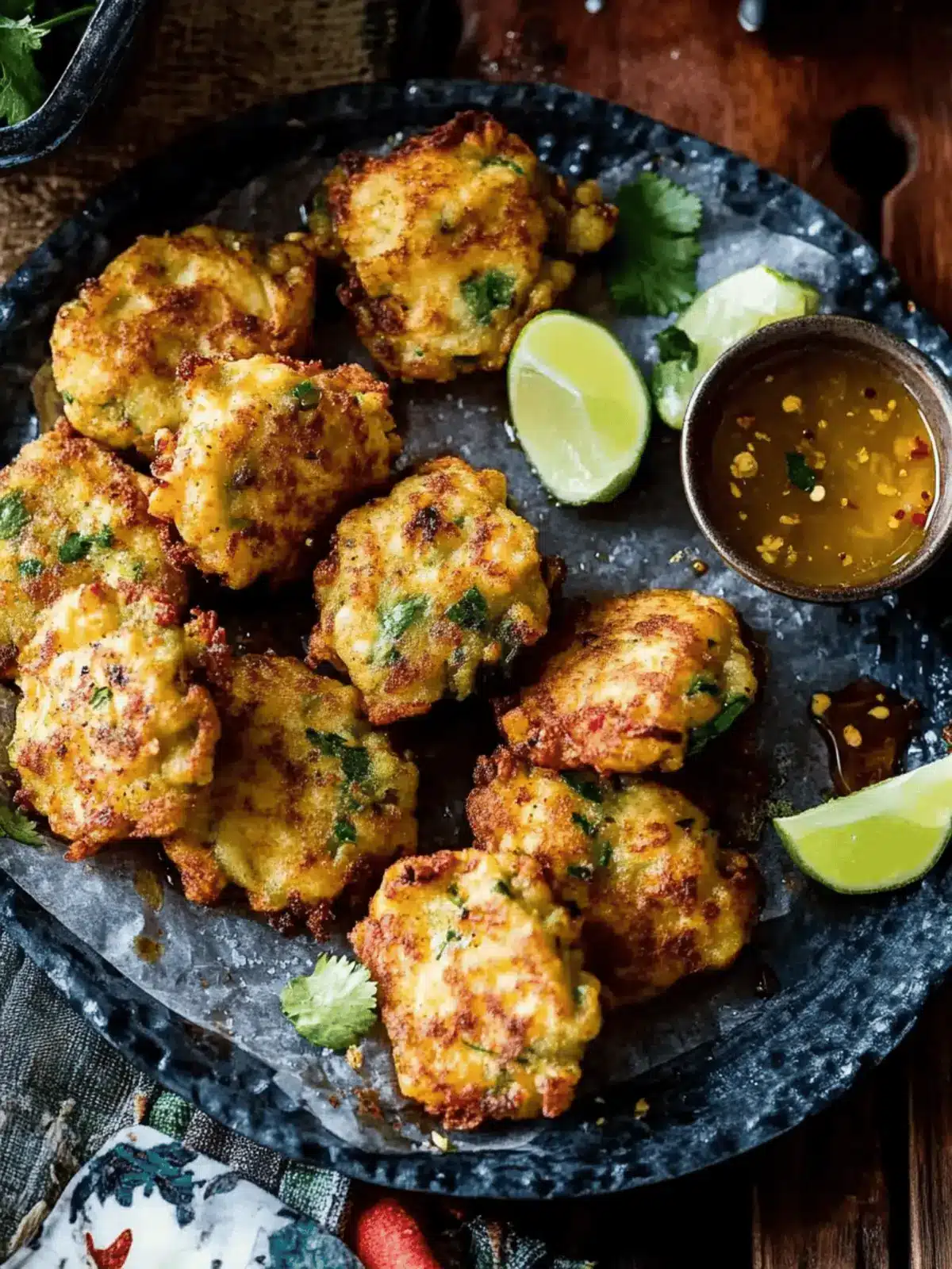 Crispy Spiced Cod Fritters with Harissa Honey Dip Delight