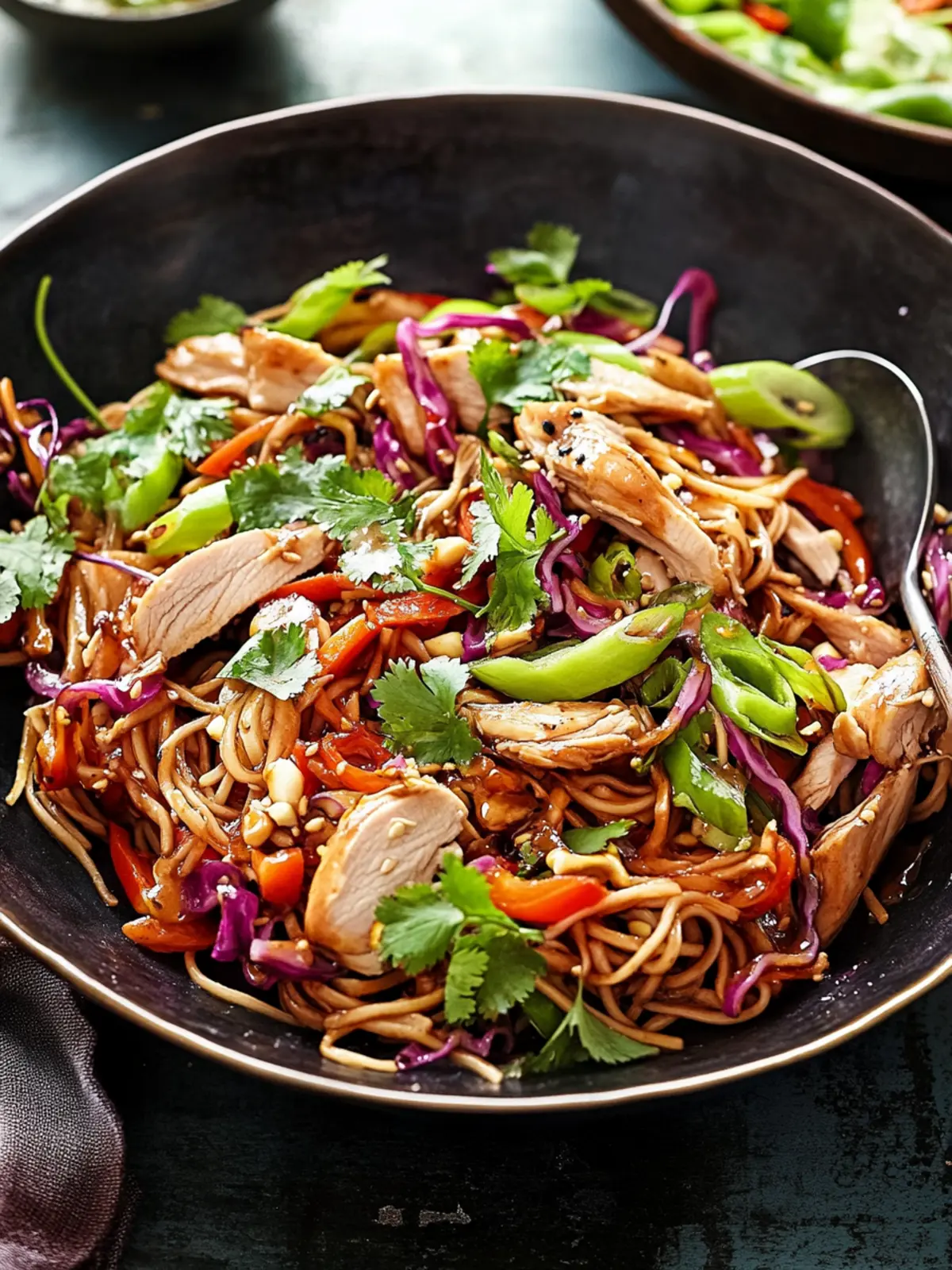 Easy Slow Cooker Hoisin and Garlic Chicken Noodle Salad
