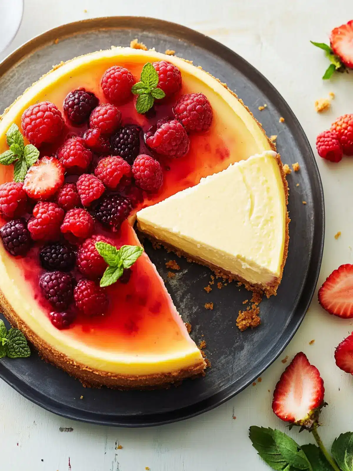 Ultimate Baked Vanilla Cheesecake with Berry Compote - Irresistibly Creamy