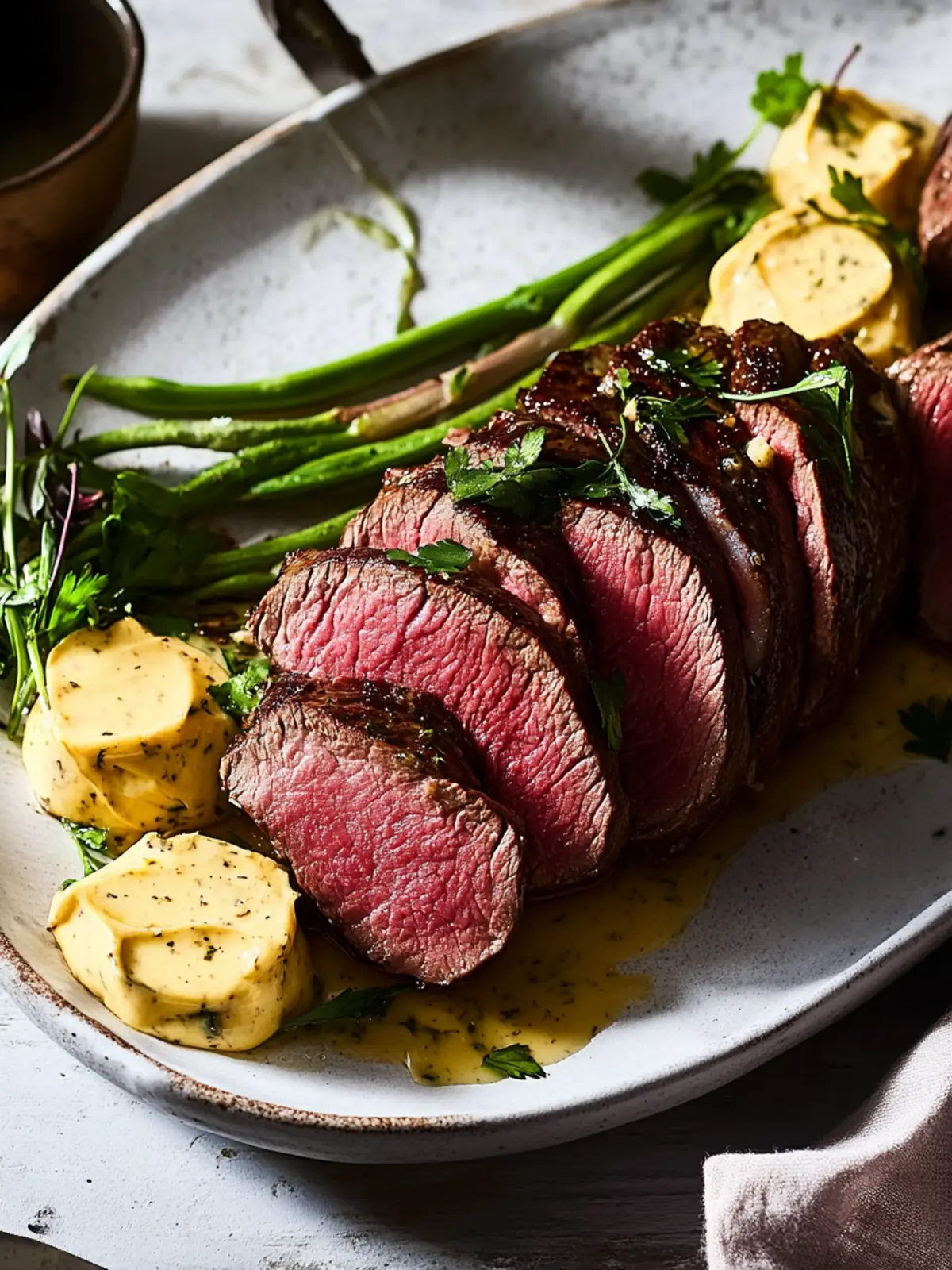 Irresistible Whole Roasted Eye Fillet with Mustard Butter