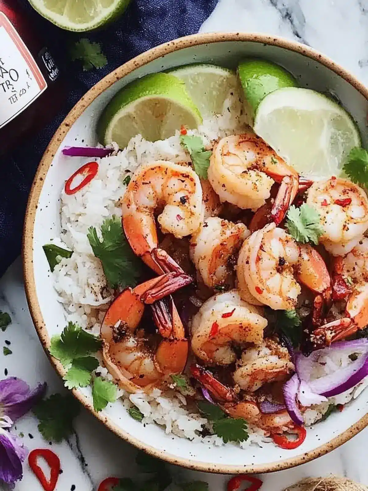 Irresistible Spiced Garlic Shrimp Over Coconut Rice