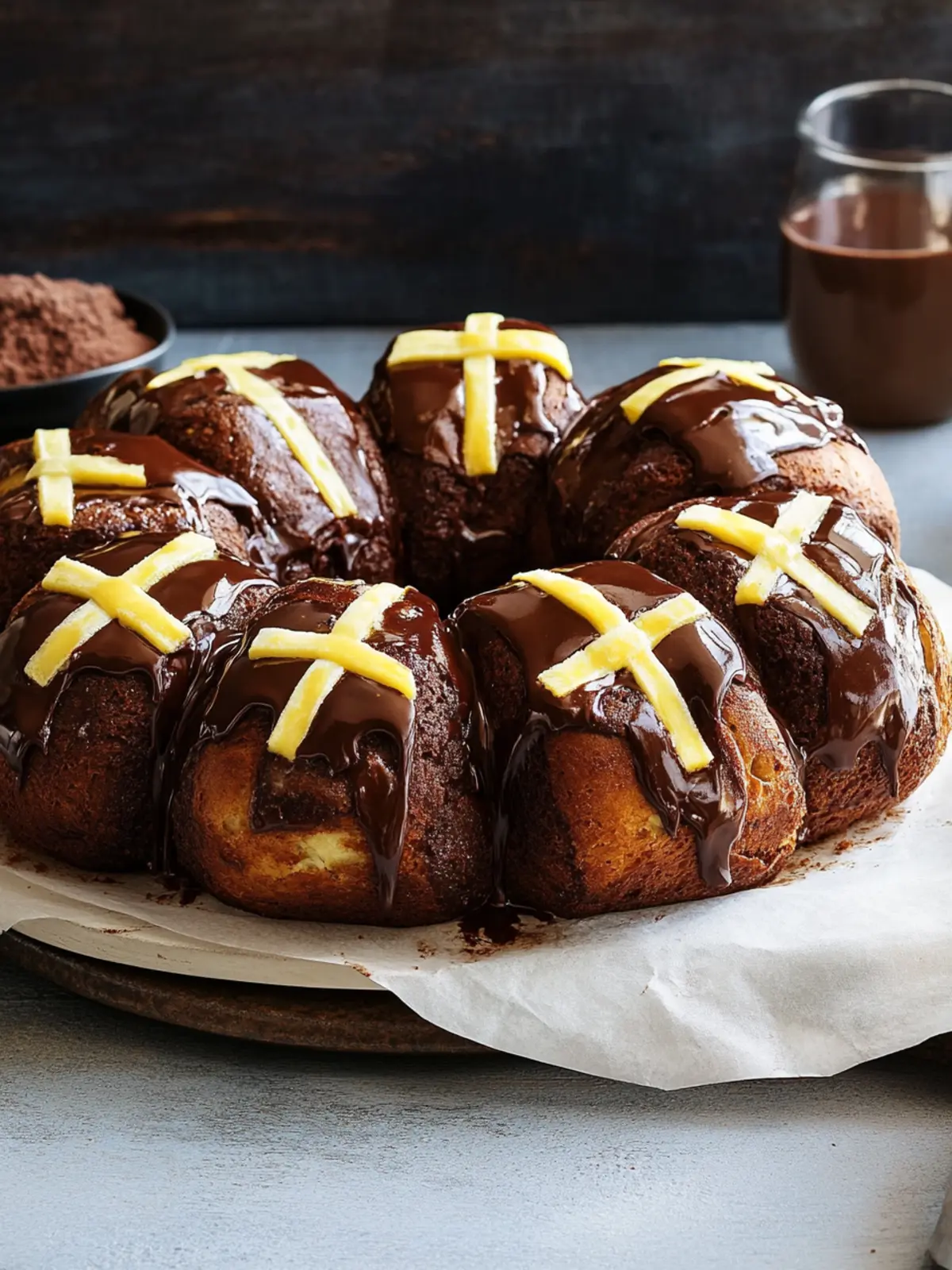 Ultimate Triple Chocolate Hot Cross Bun Pull Apart Recipe