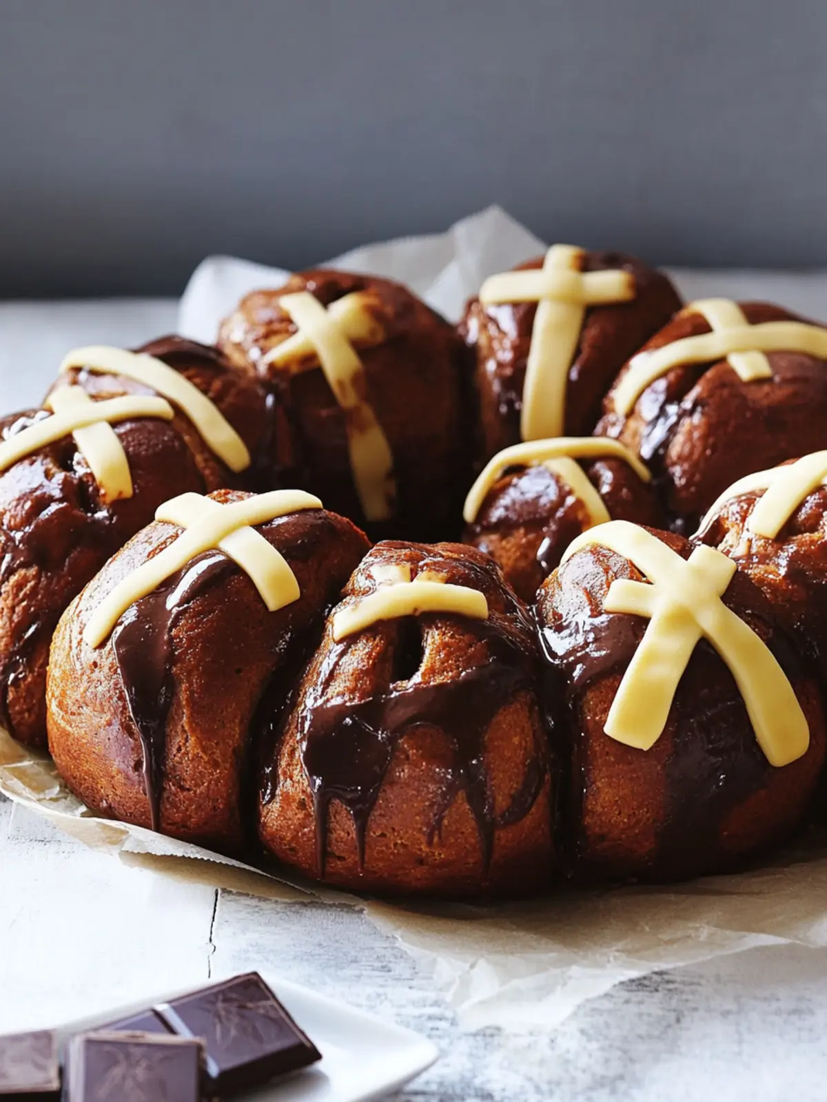 Ultimate Triple Chocolate Hot Cross Bun Pull Apart Recipe