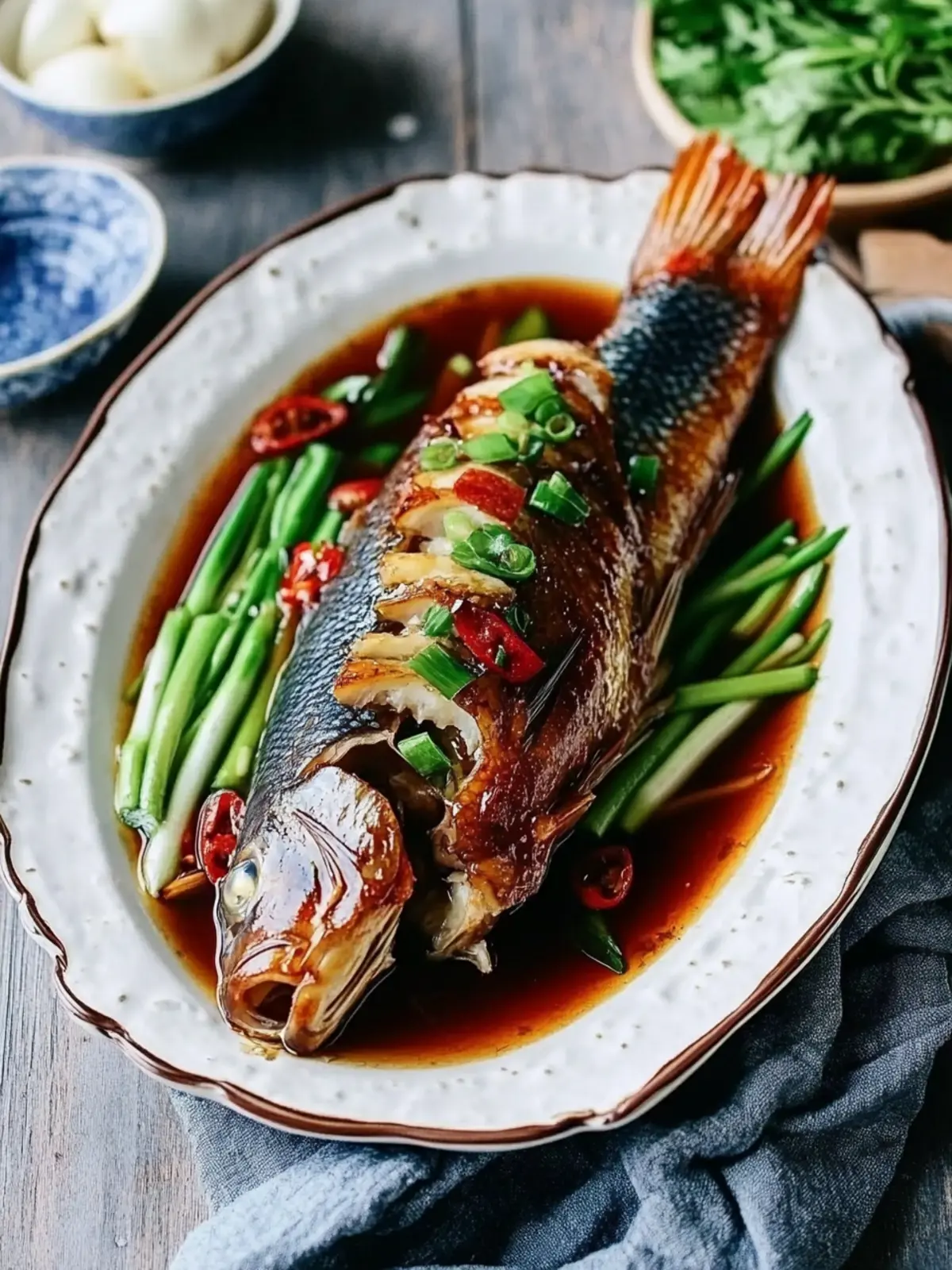 Delicious Chinese Braised Fish Hongshao Yu for New Year