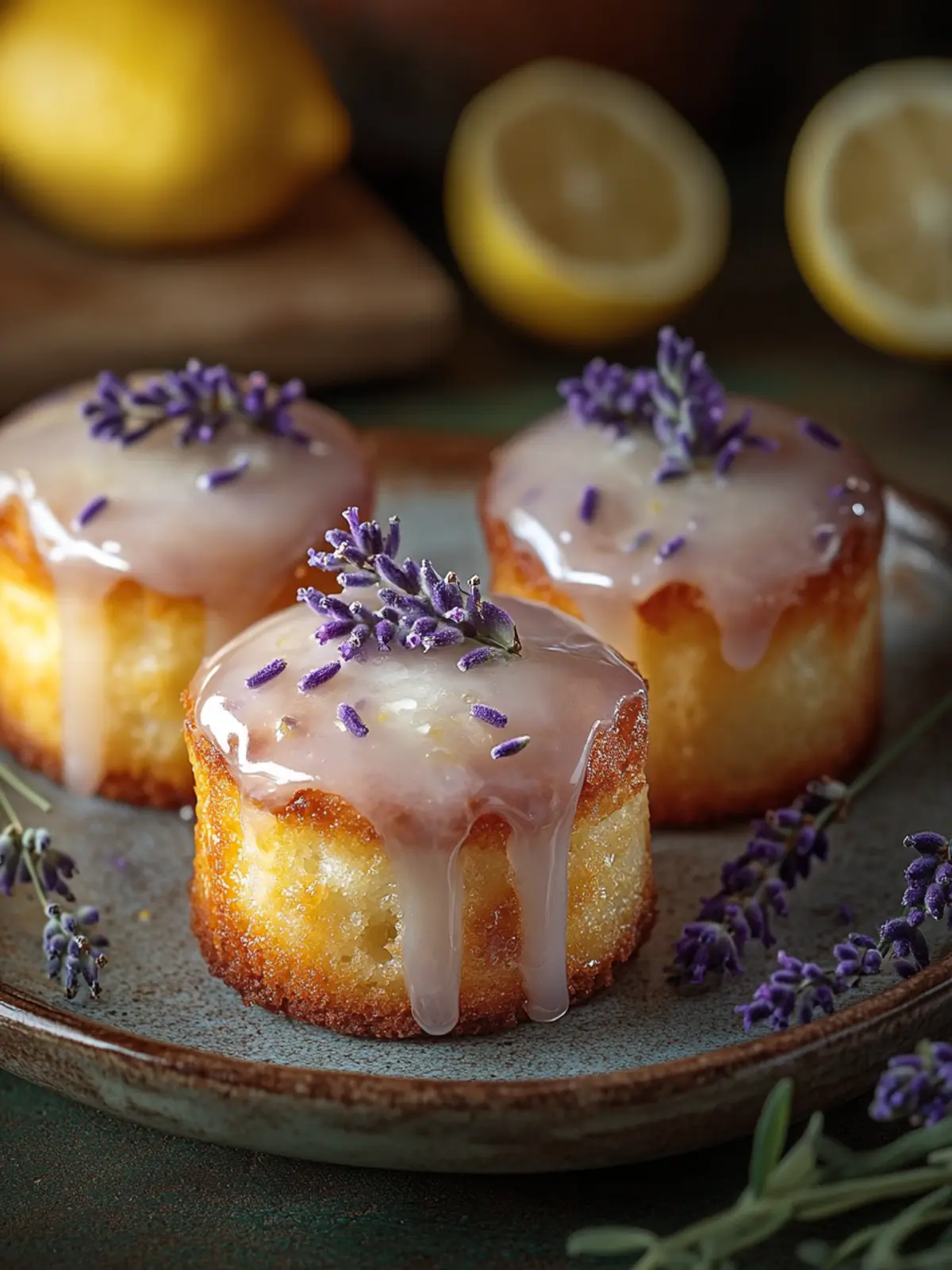 Delicious Mini Lemon Cakes with Lavender Glaze for Your Tea Party
